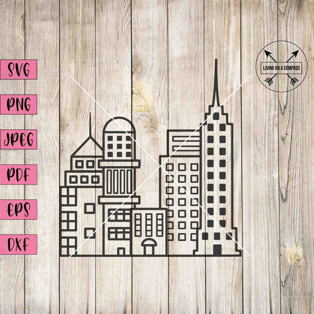City Skyline Svg, Skyscrapers Clipart, Skyscraper Svg, New York City ...
