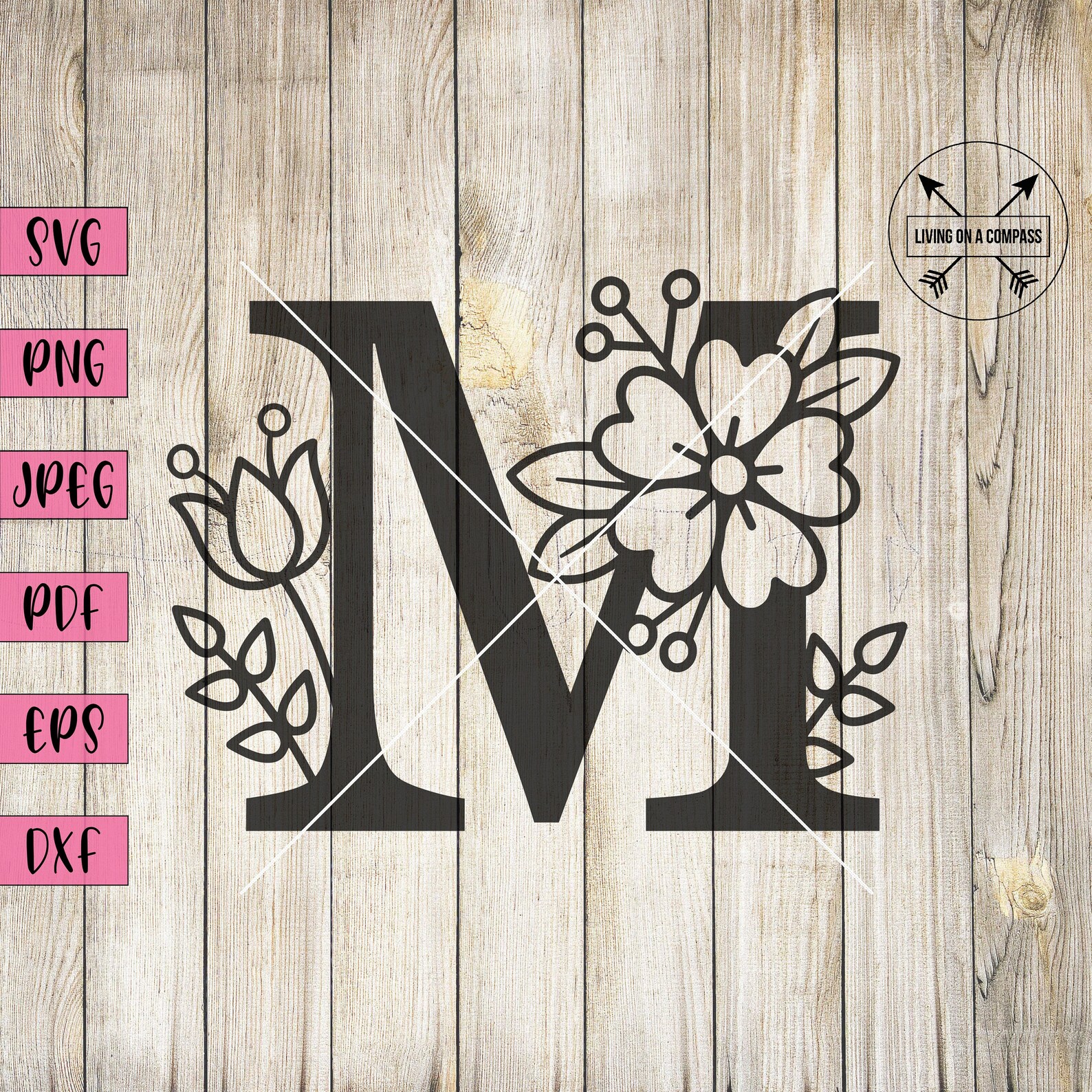 Floral Letter Svg, Letter Svg, Floral Alphabet Clipart, Alphabet Cross ...