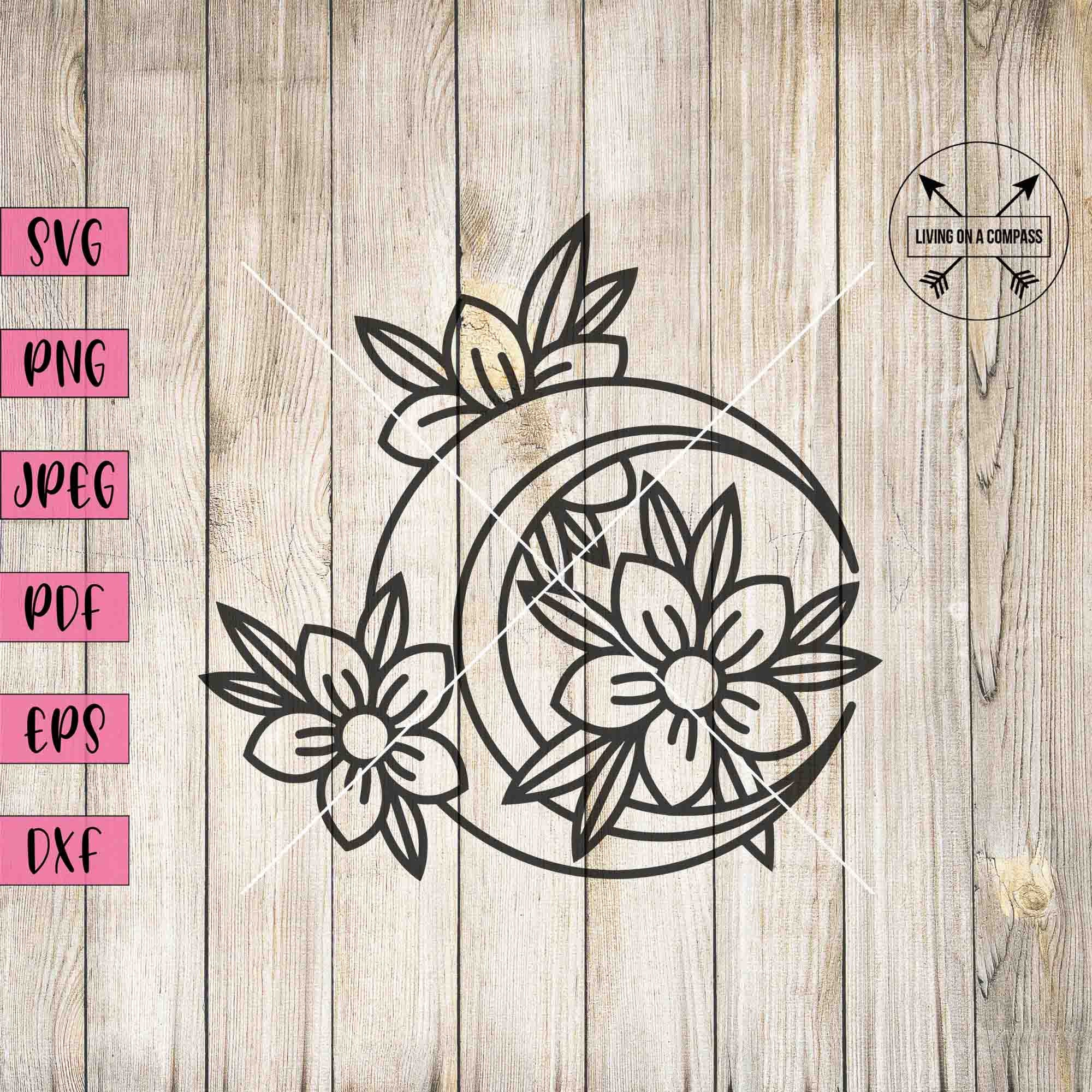 Floral Moon Svg, Moon Art, Moon Art Print, Moon Print, Moon Png ...