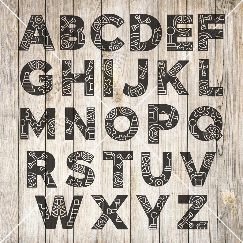 A-Z Tools Alphabet, Mechanical Letters, Laser Cut Alphabet Svg ...