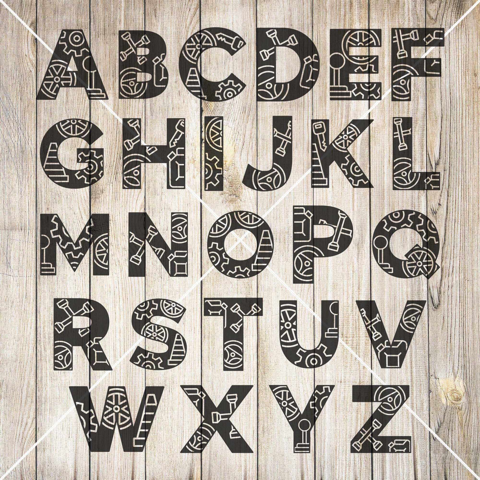 A-Z Tools Alphabet, Mechanical Letters, Laser Cut Alphabet Svg ...