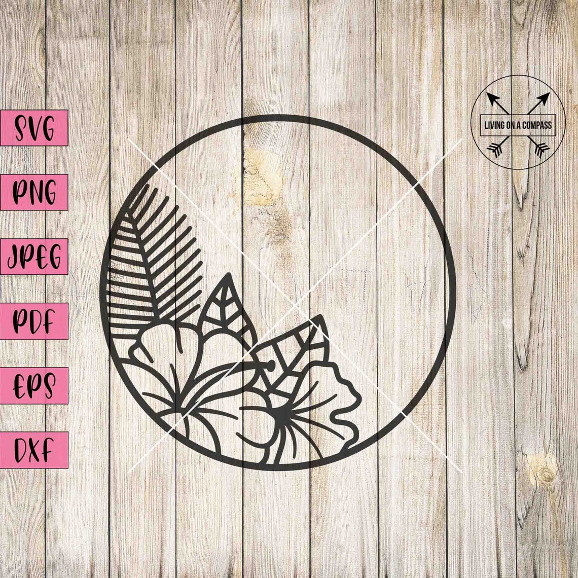 Round Frame Svg Circle Frame Clipart Hibiscus Art Print - Etsy