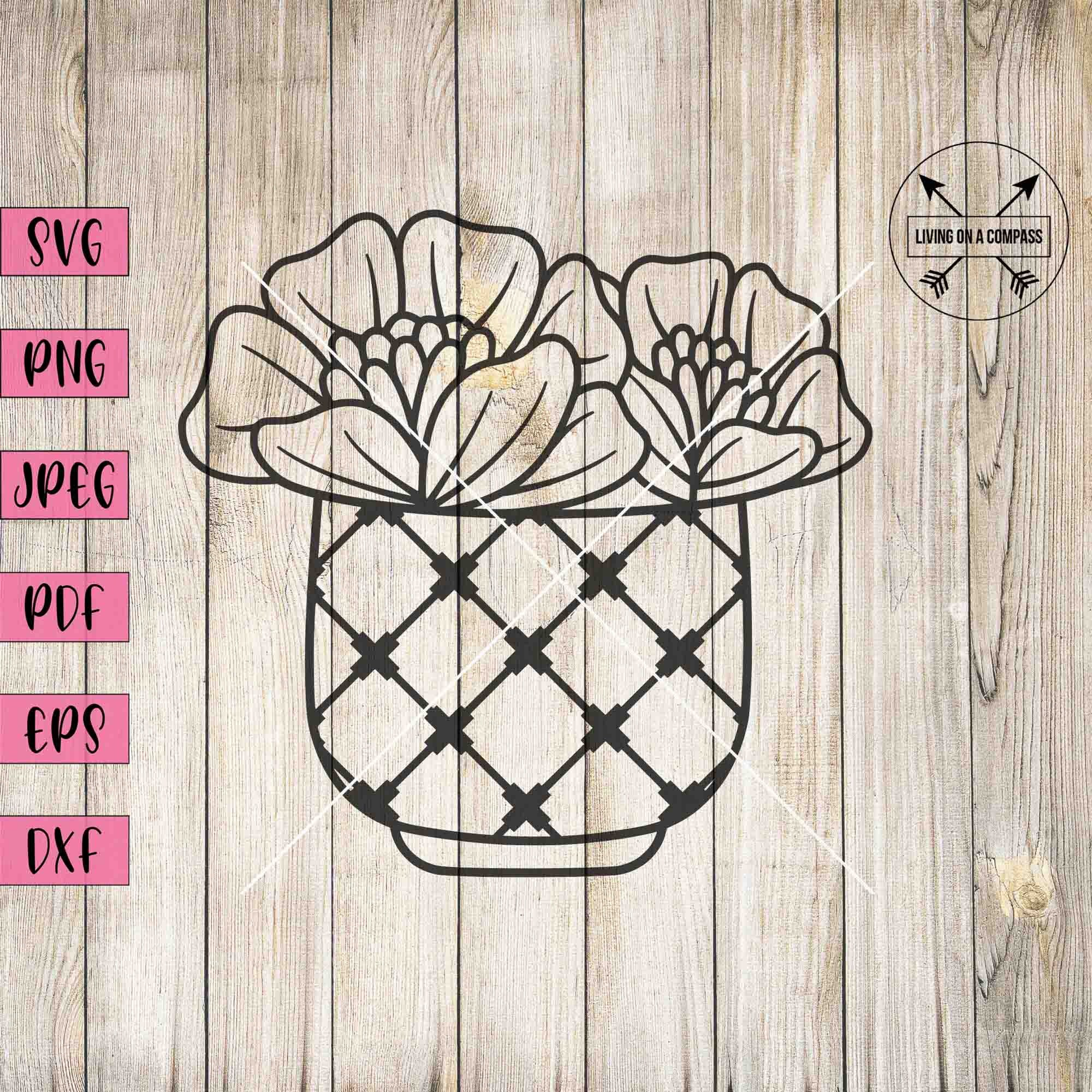 Potted Flower Svg, Flower Clipart, Flower Vector, Flower Art Print ...