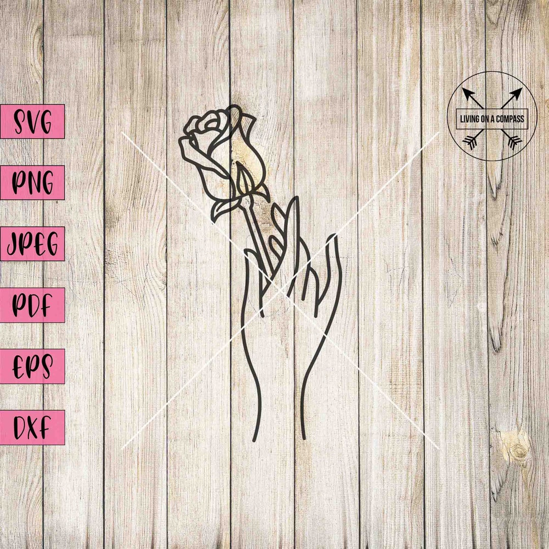 Rosa svg, mano svg, rosas svg, rosa clipart, imagen prediseñada a mano ...