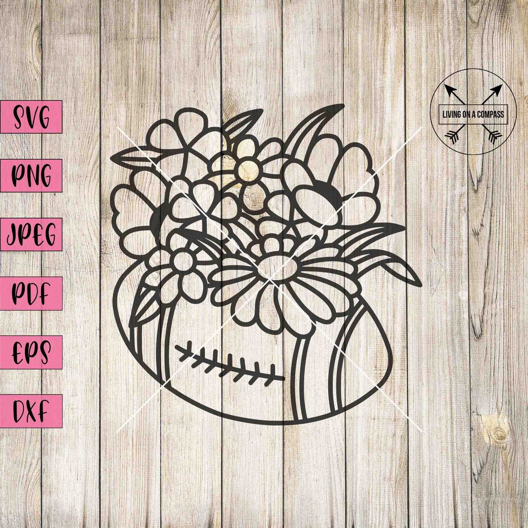 Football Svg, Floral Football, Footbal Mom, Football Png, Football ...