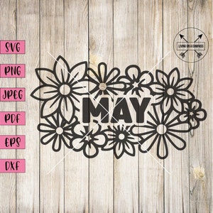 May Svg, Floral Word Art Svg, Birth Month Svg, Flower Birth Month ...