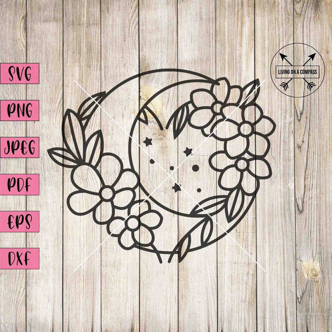 Heart and Moon Svg Moon Clipart Moon Decal Moon Art Print - Etsy