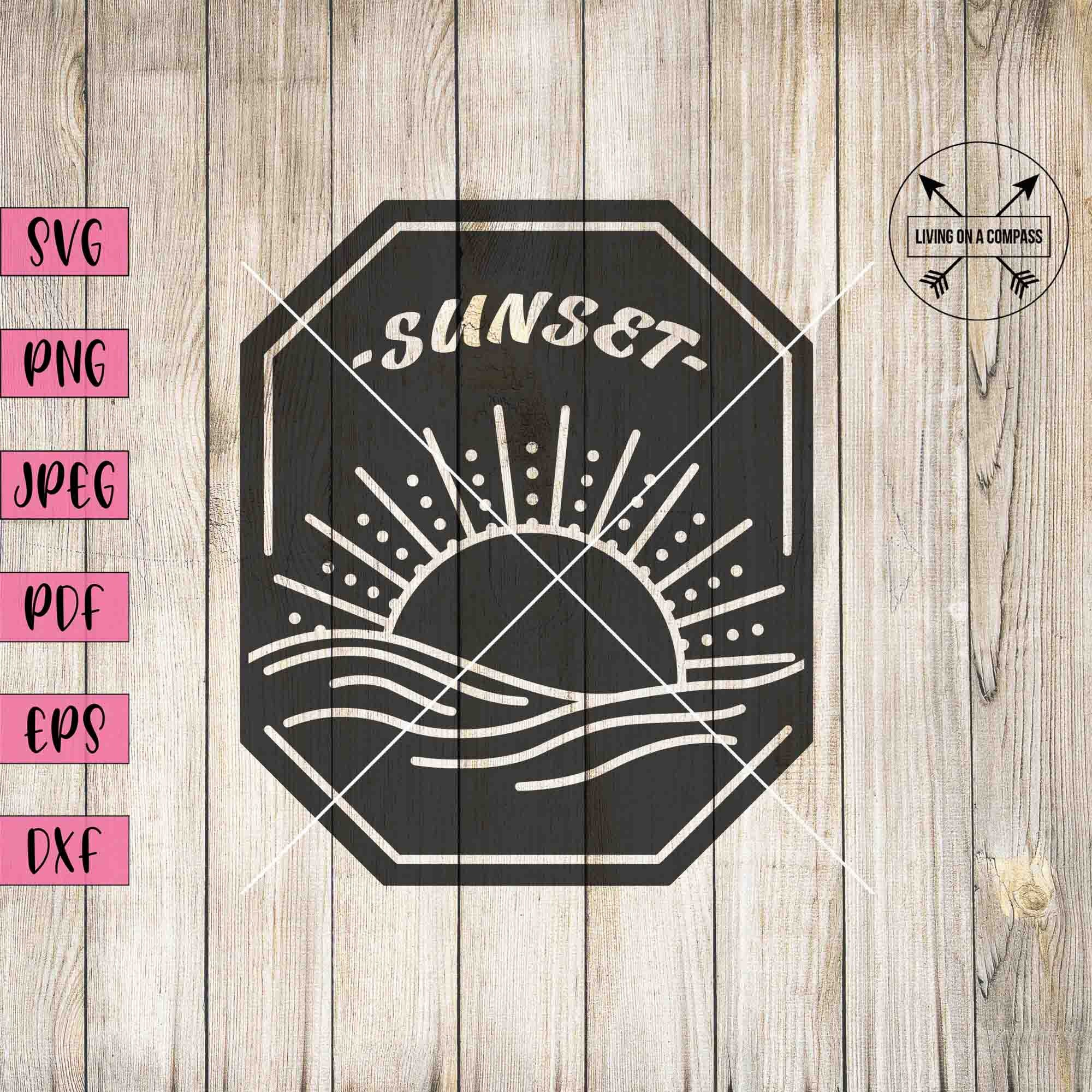 Sunset Svg, Sunset Print, Sunset Clipart, Sun Svg, Sun Clipart, Sun ...
