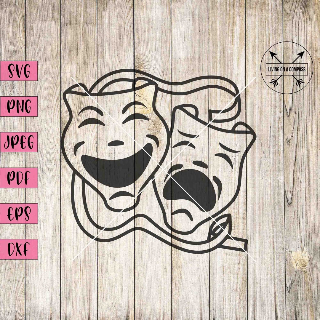 Comedy Tragedy Masks Svg, Home Theater Decor, Theater Room Wall Decor ...
