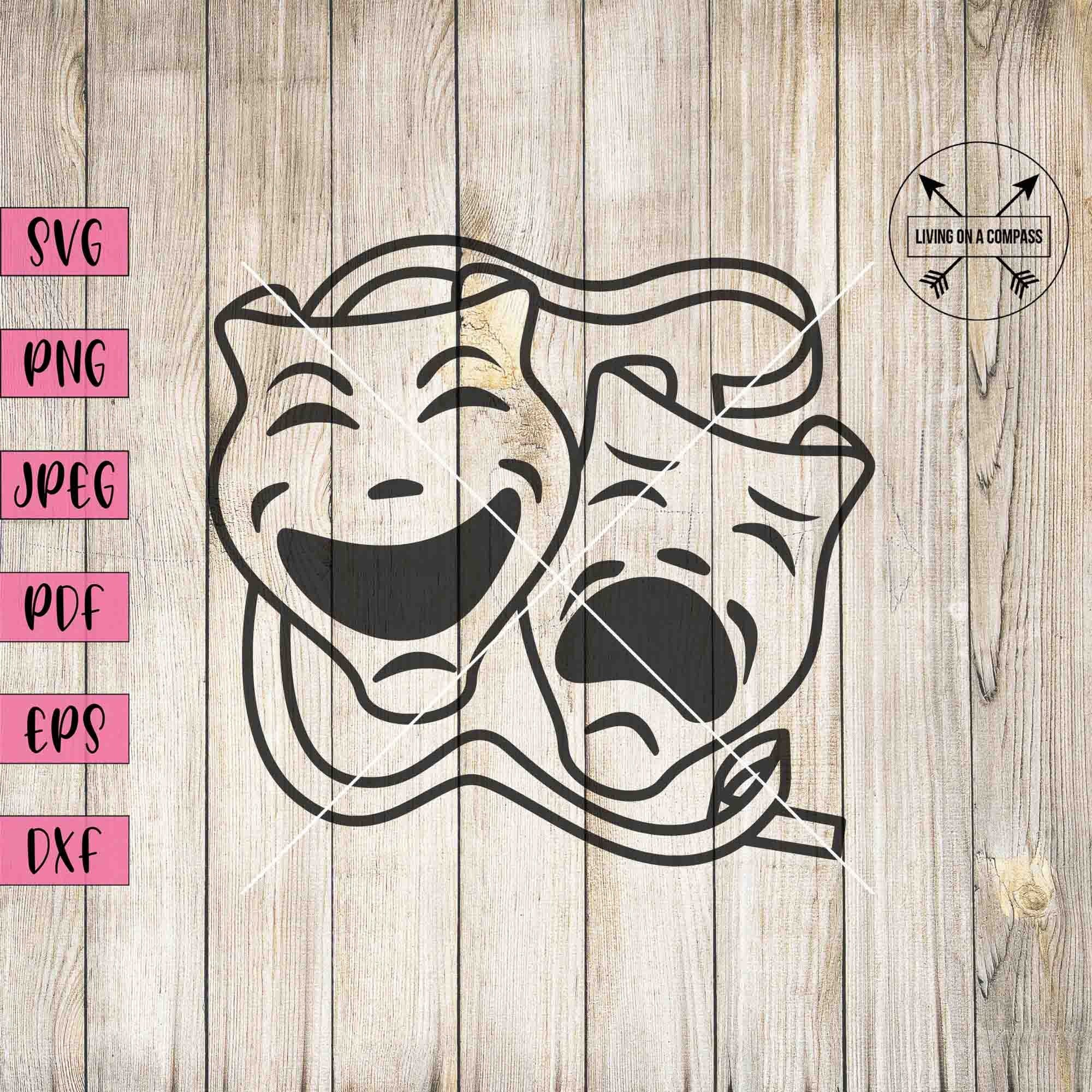 Comedy Tragedy Masks Svg, Home Theater Decor, Theater Room Wall Decor ...