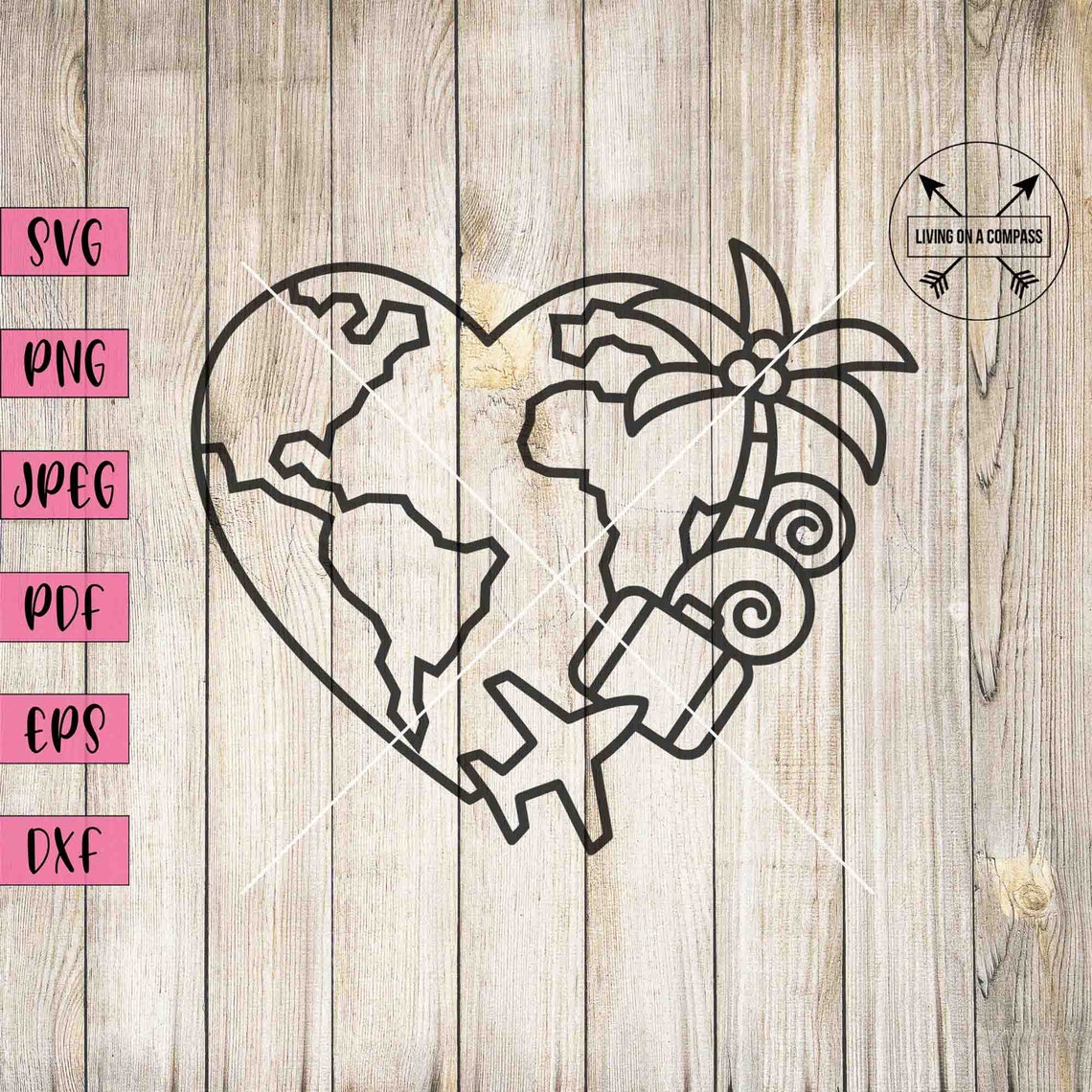 Heart Globe Svg, World Traveler Svg, Airplane Decal, Globe Vector ...