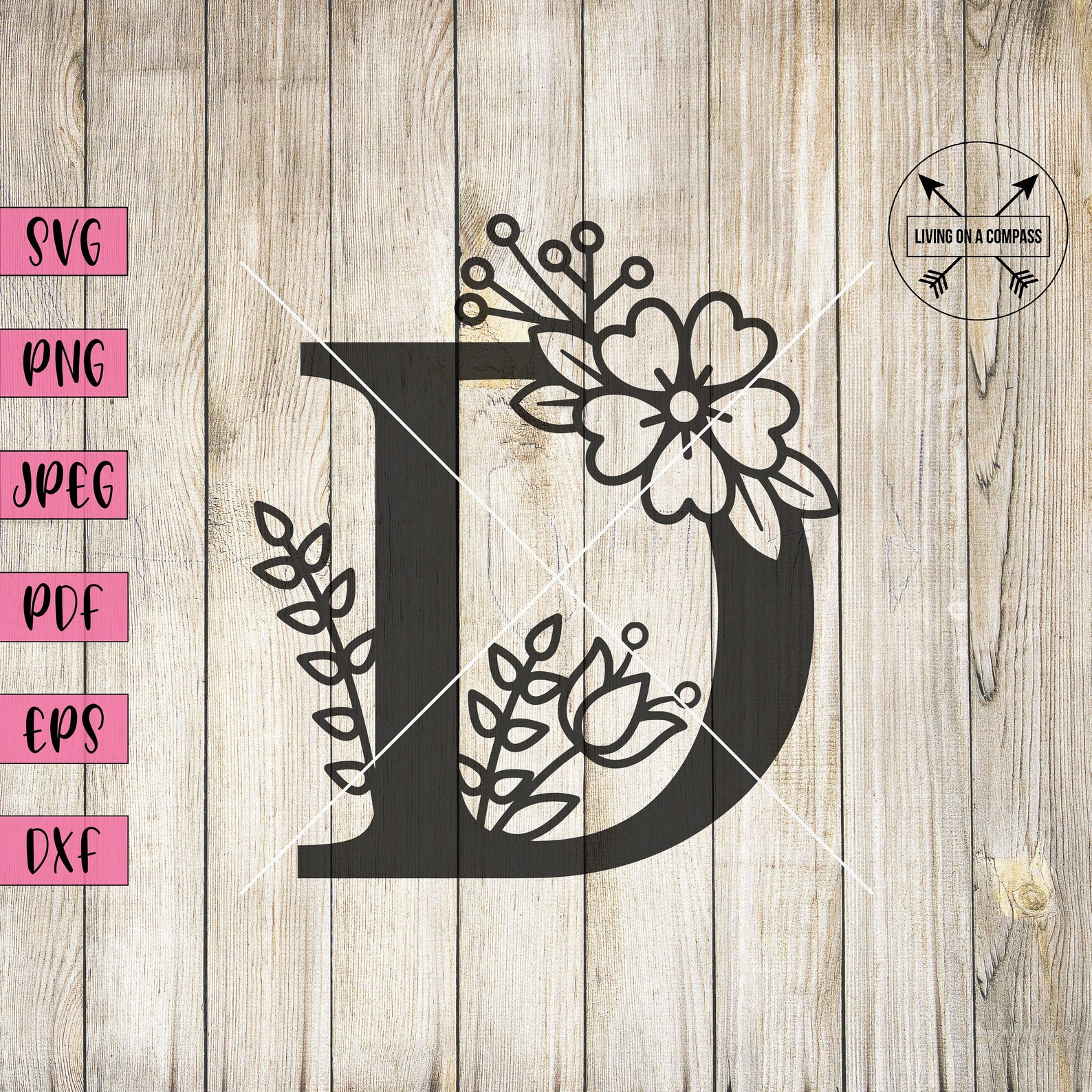 Floral Letter D Svg, Letter Svg, Floral Alphabet Clipart, Alphabet ...