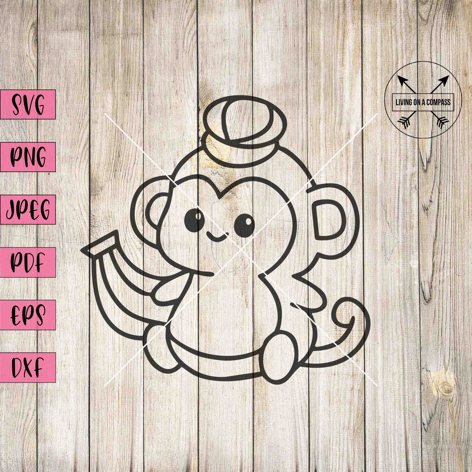 Baby Monkey Svg, Baby Monkey Clipart, Cute Monkey Svg, Monkey Svg ...