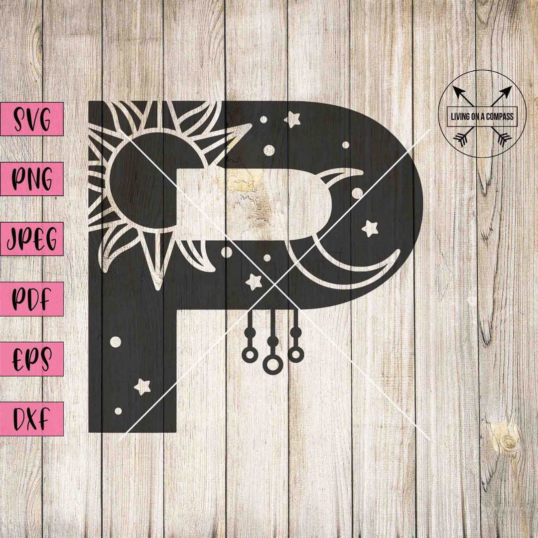 Sun and Moon Letter P Svg, Letters Svg, Alphabet Cross Stitch Pattern ...
