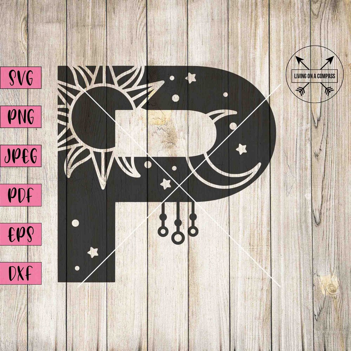 Sun and Moon Letter P Svg, Letters Svg, Alphabet Cross Stitch Pattern ...
