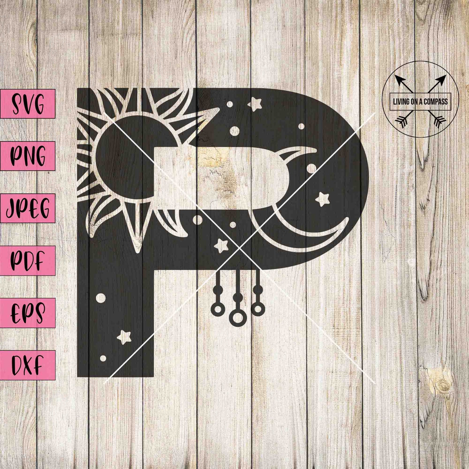 Sun and Moon Letter P Svg, Letters Svg, Alphabet Cross Stitch Pattern ...