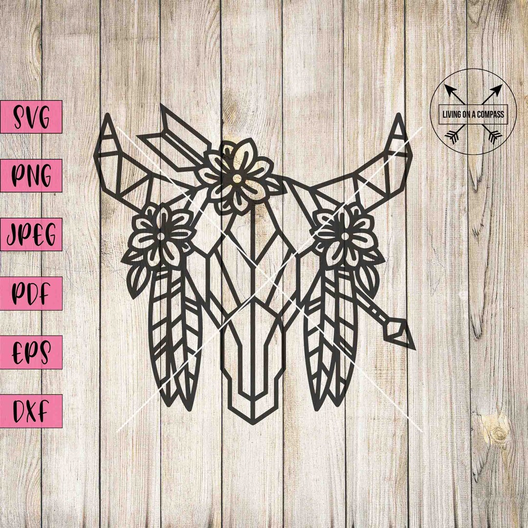 Geometric Cow Head, Cow Skull Svg, Bull Skull Svg, Animal Skull Svg ...