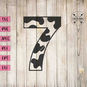 Cow Print Numbers Svg, Number 7, Number Clipart, Number Stickers ...