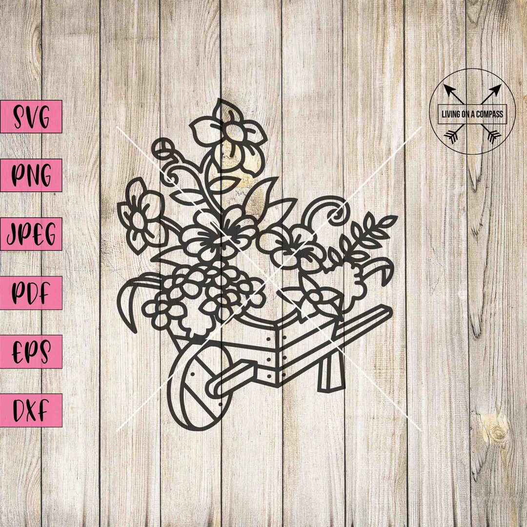 Wheelbarrow Svg, Garden Wheelbarrow, Garden Svg, Gardening Svg ...