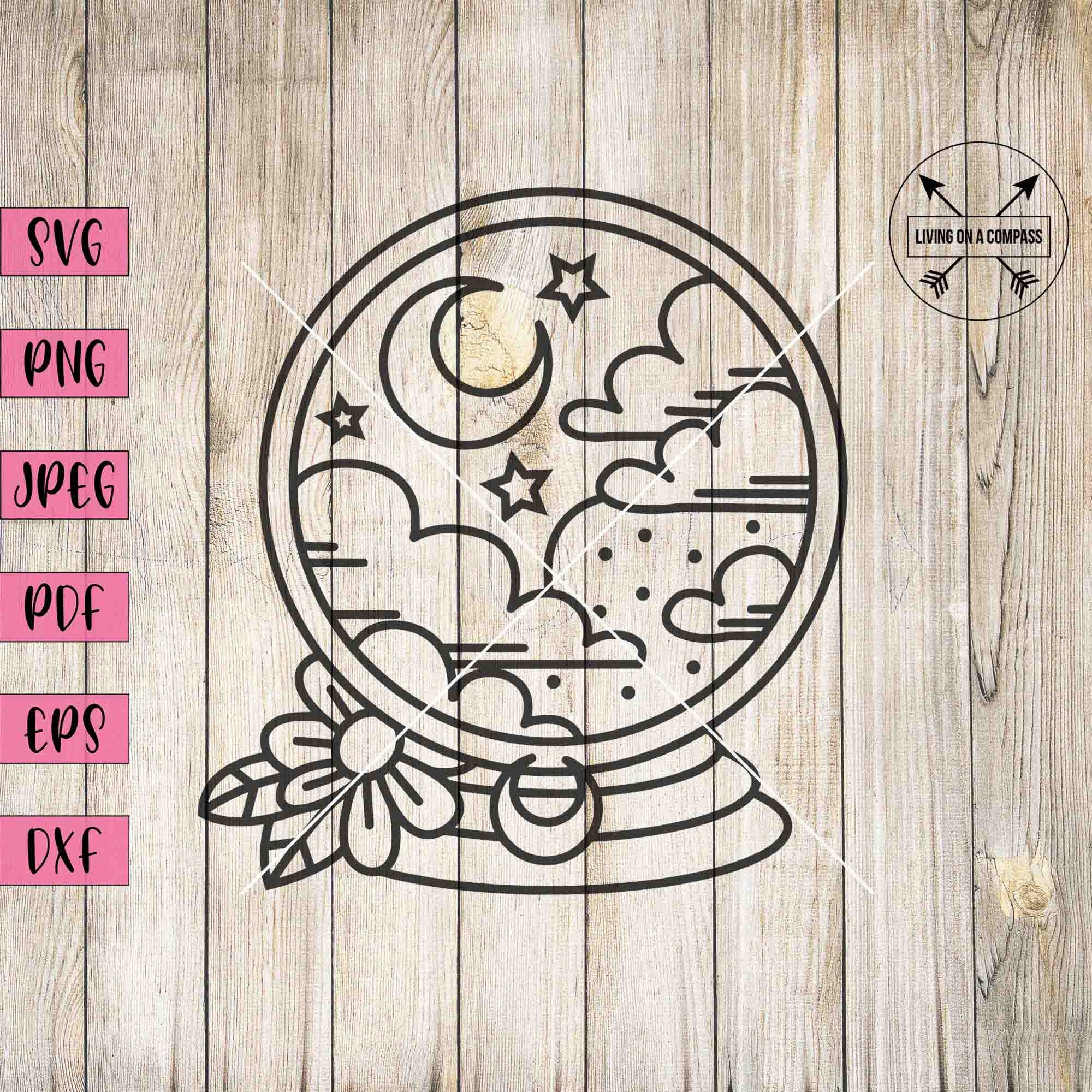 Crystal Ball Svg, Crystal Ball Clipart, Moon Svg, Moon Clipart, Moon ...