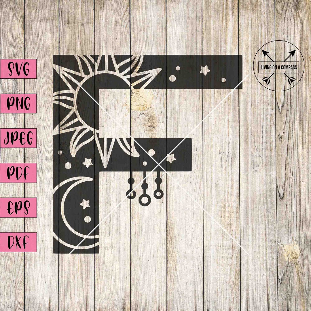 Sol y luna letra f svg, letras dxf, plantillas de letras, letras de ...