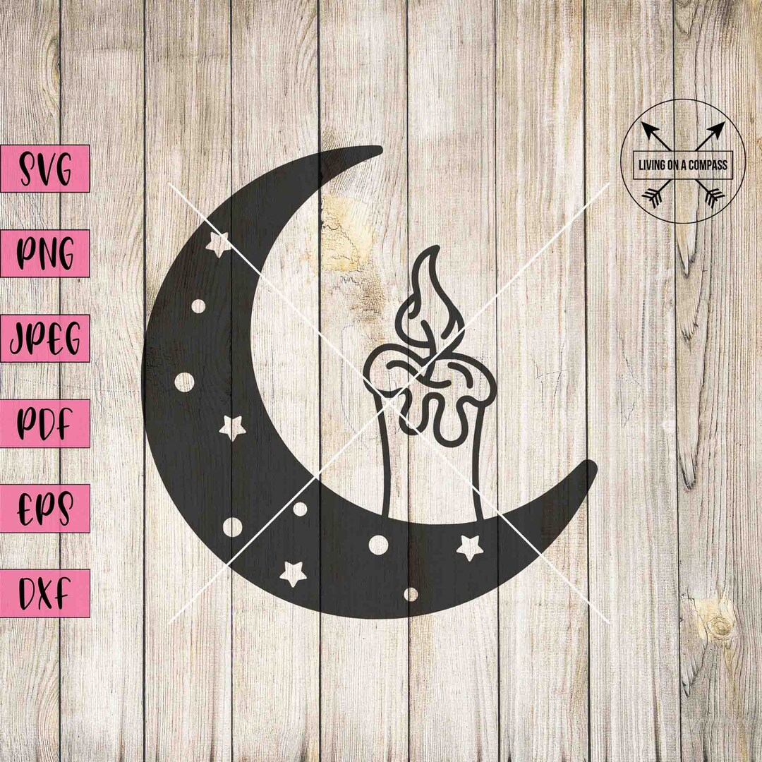 Candle Svg, Candle Png, Moon Png, Moon Decal, Black Crescent Moon, Let ...
