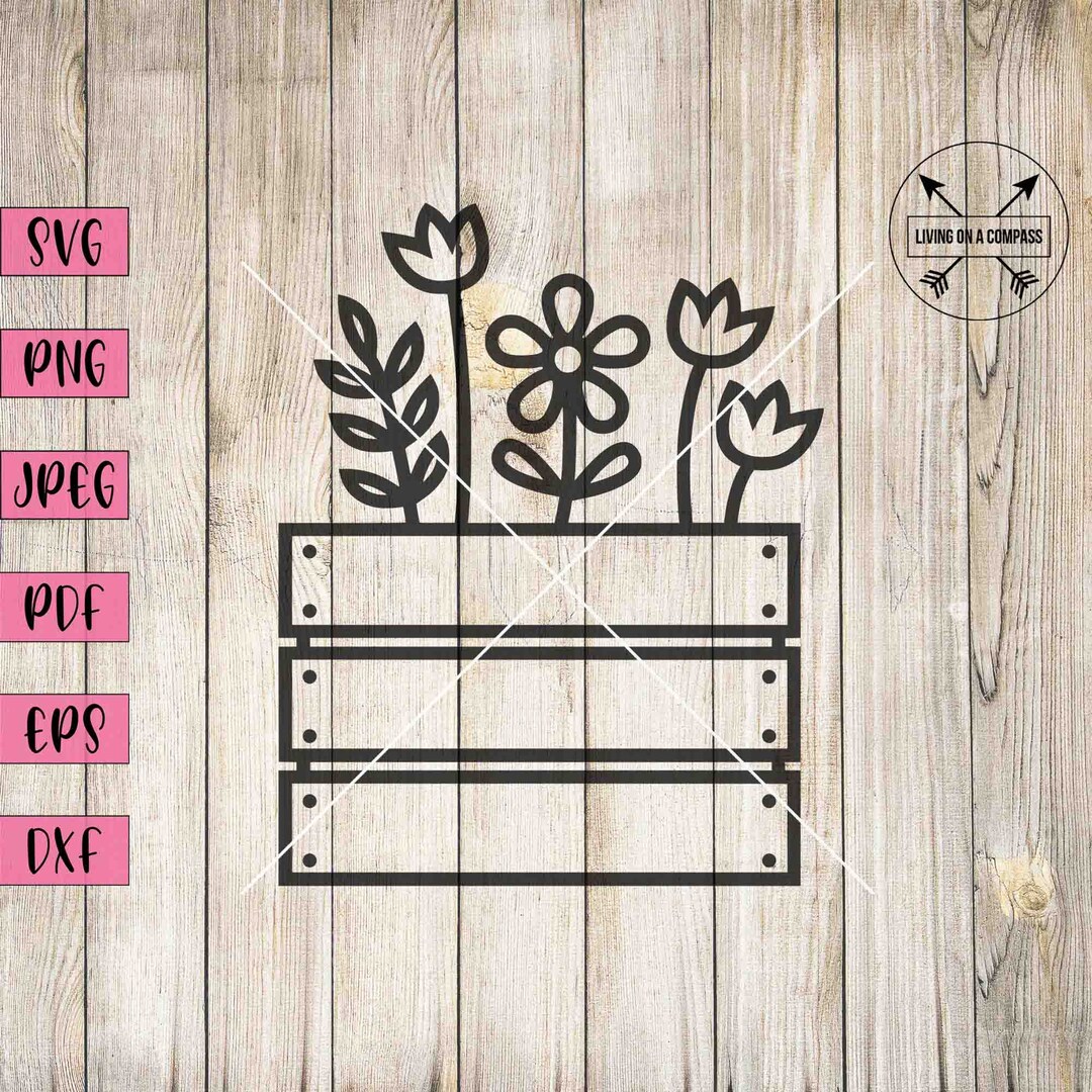 Flower Crate Svg, Gardening Clipart, Garden Decor, Garden Svg ...