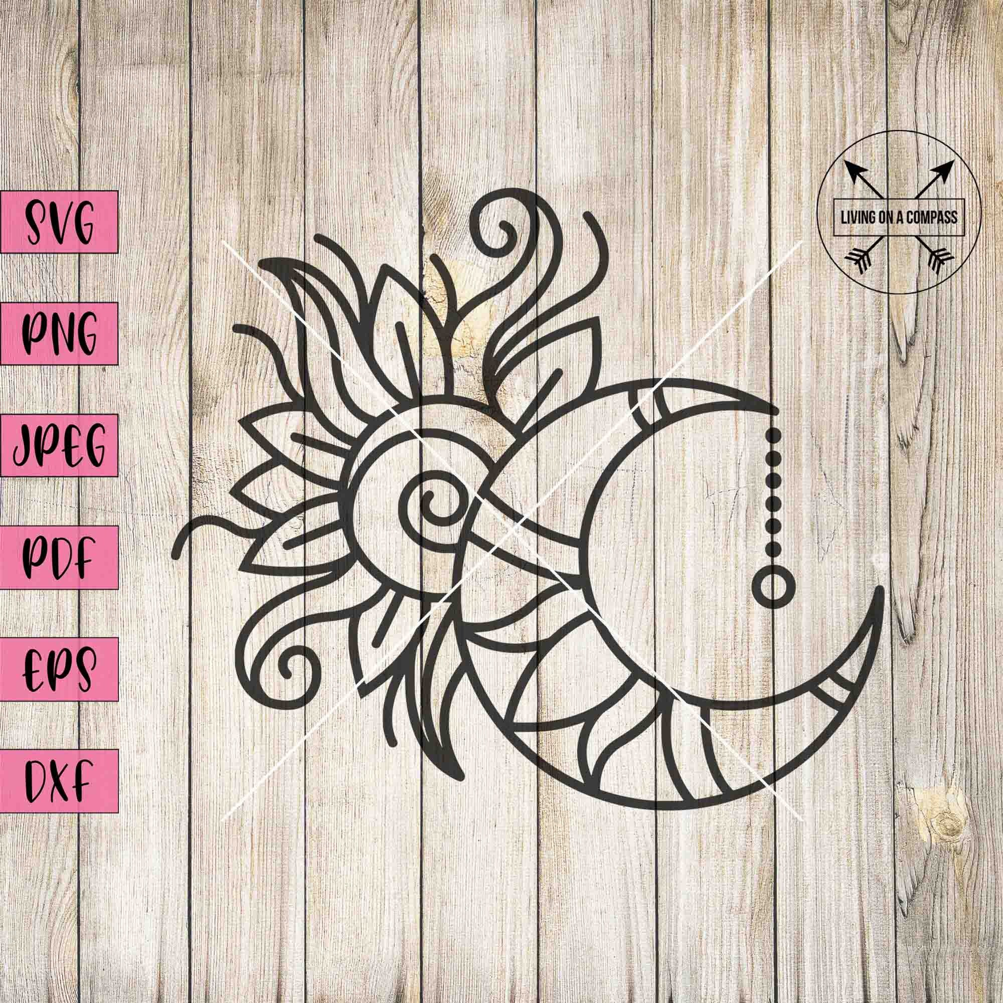 Sun and Moon Svg Floral Moon Svg Sun Svg Moon Svg Sun Png - Etsy