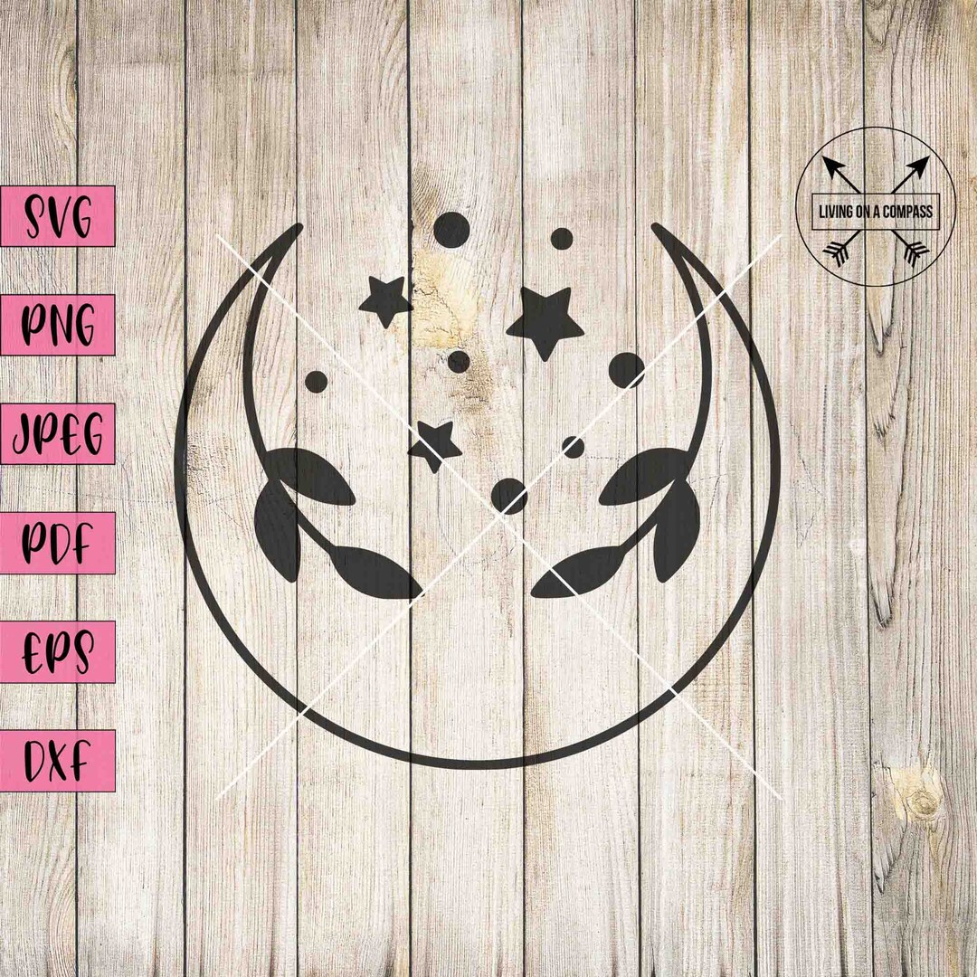 Crescent Moon Svg Floral Moon Svg Moon Svg Moon Art Print - Etsy