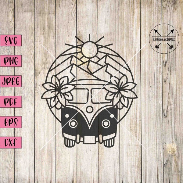 Hippie Van Svg - Etsy
