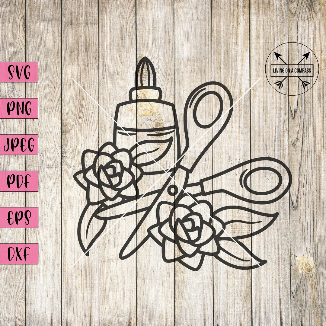 Floral Scissors Svg, Scissors Svg, Glue Clipart, Glue, Back to School ...