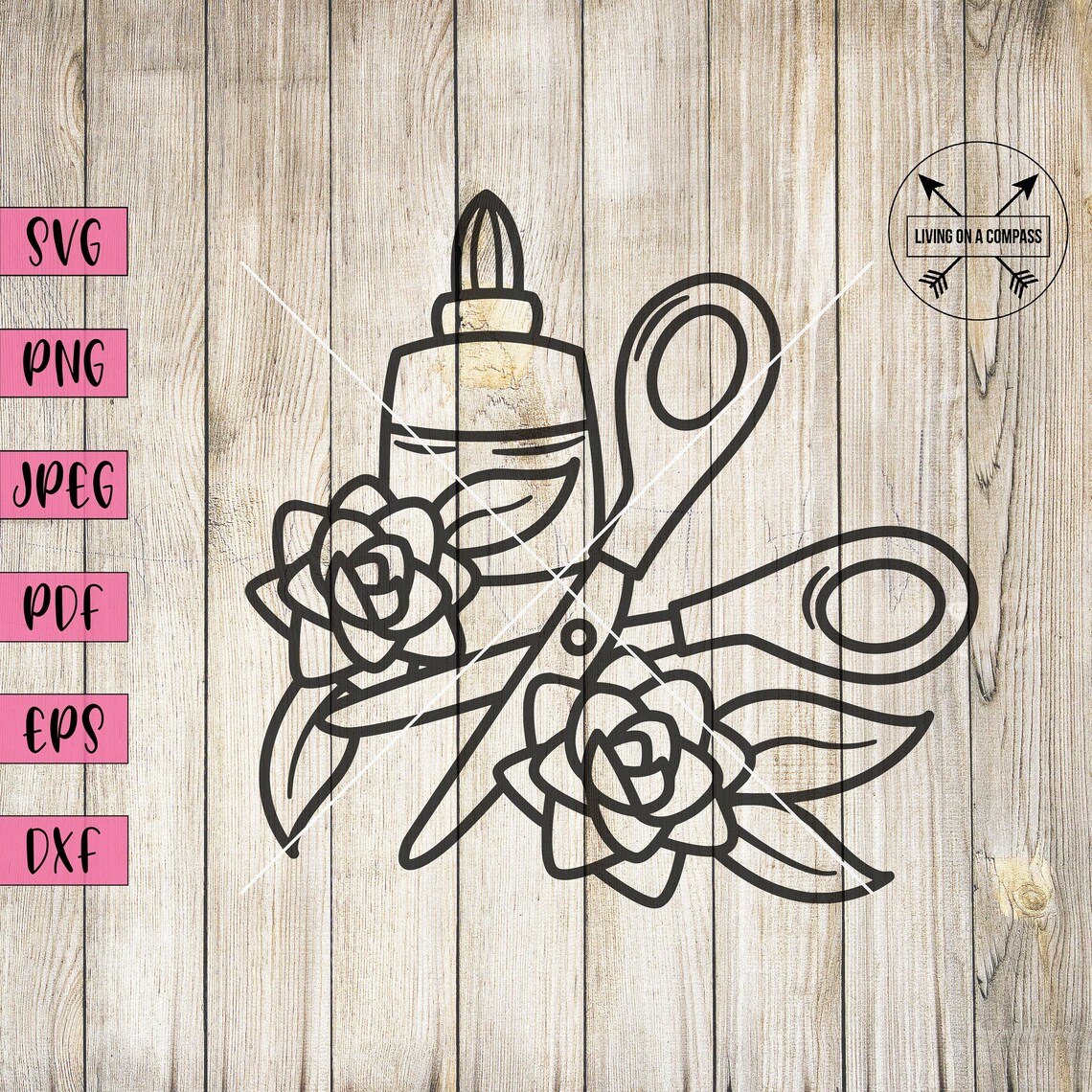 Floral Scissors Svg, Scissors Svg, Glue Clipart, Glue, Back to School ...