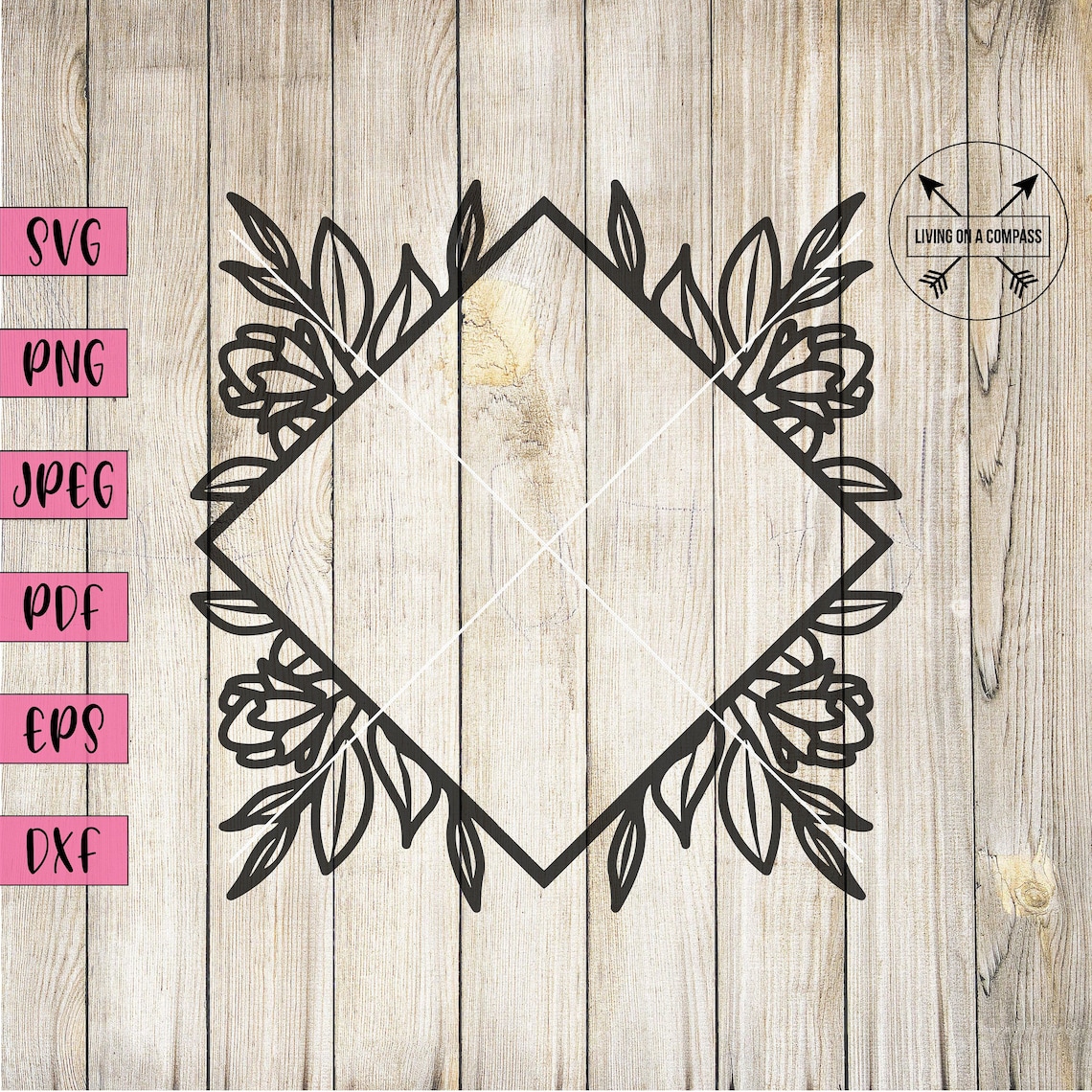 Diamond Frame Svg Floral Frame Svg Diamond Frame Clipart - Etsy