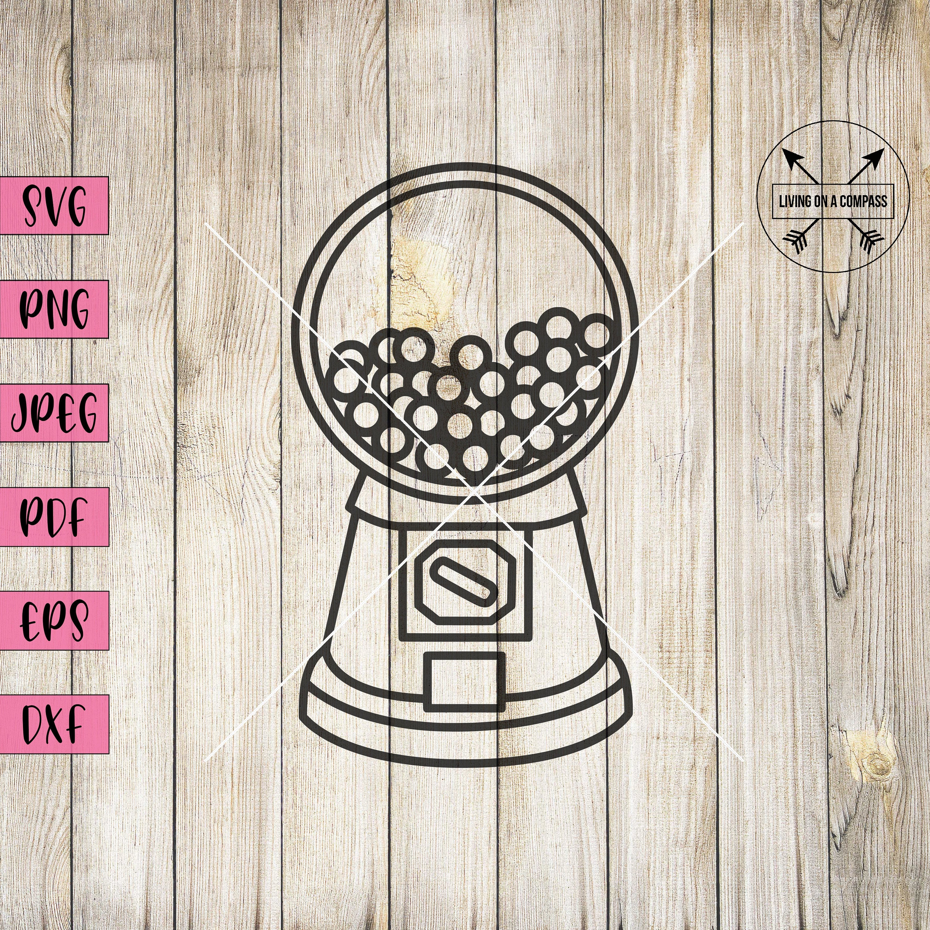 Gumball Machine, Gum Ball Machine, Candy Svg, Candy Clipart, Vintage ...