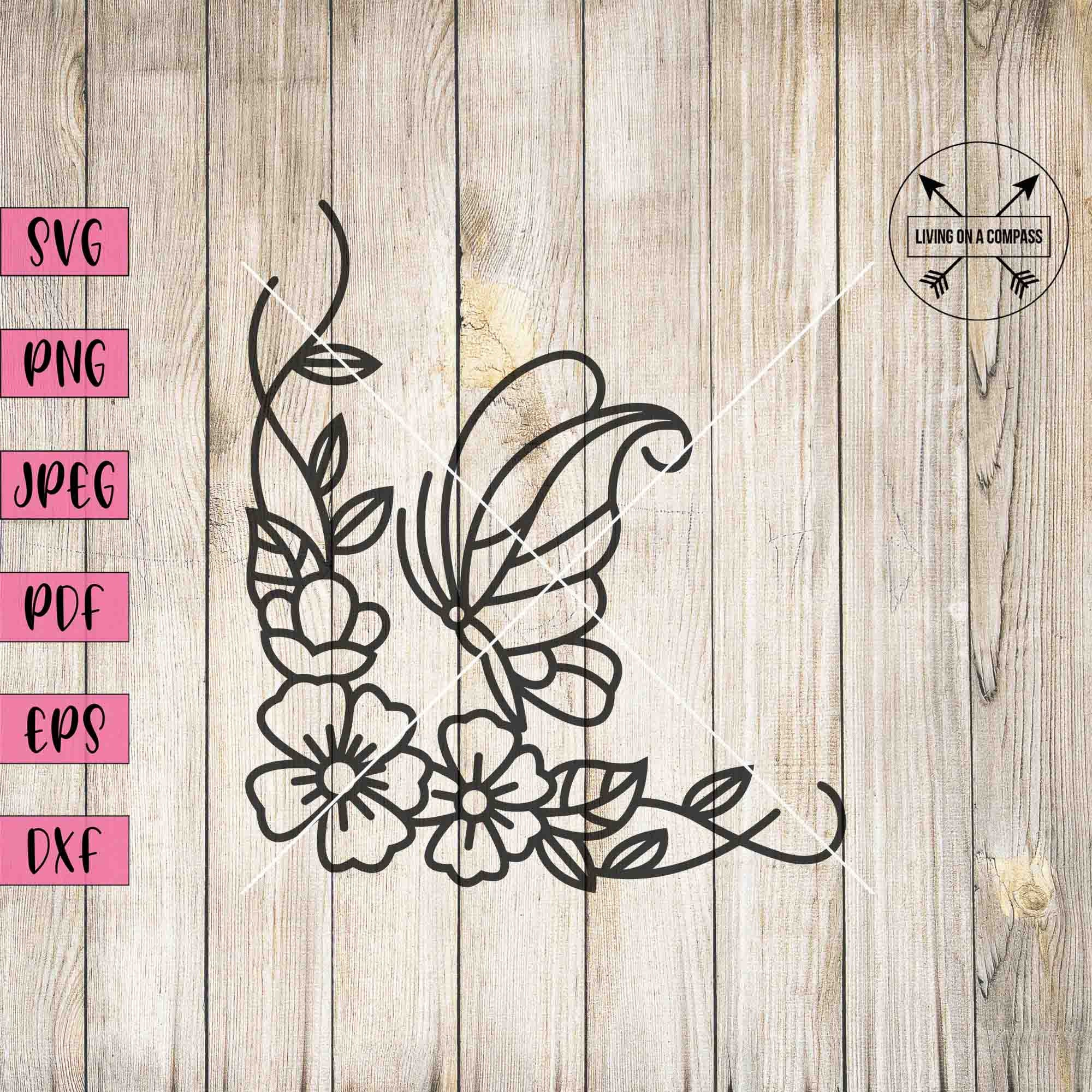 Flower Corner Svg, Butterfly Corner, Floral Corner Svg, Flower Border ...