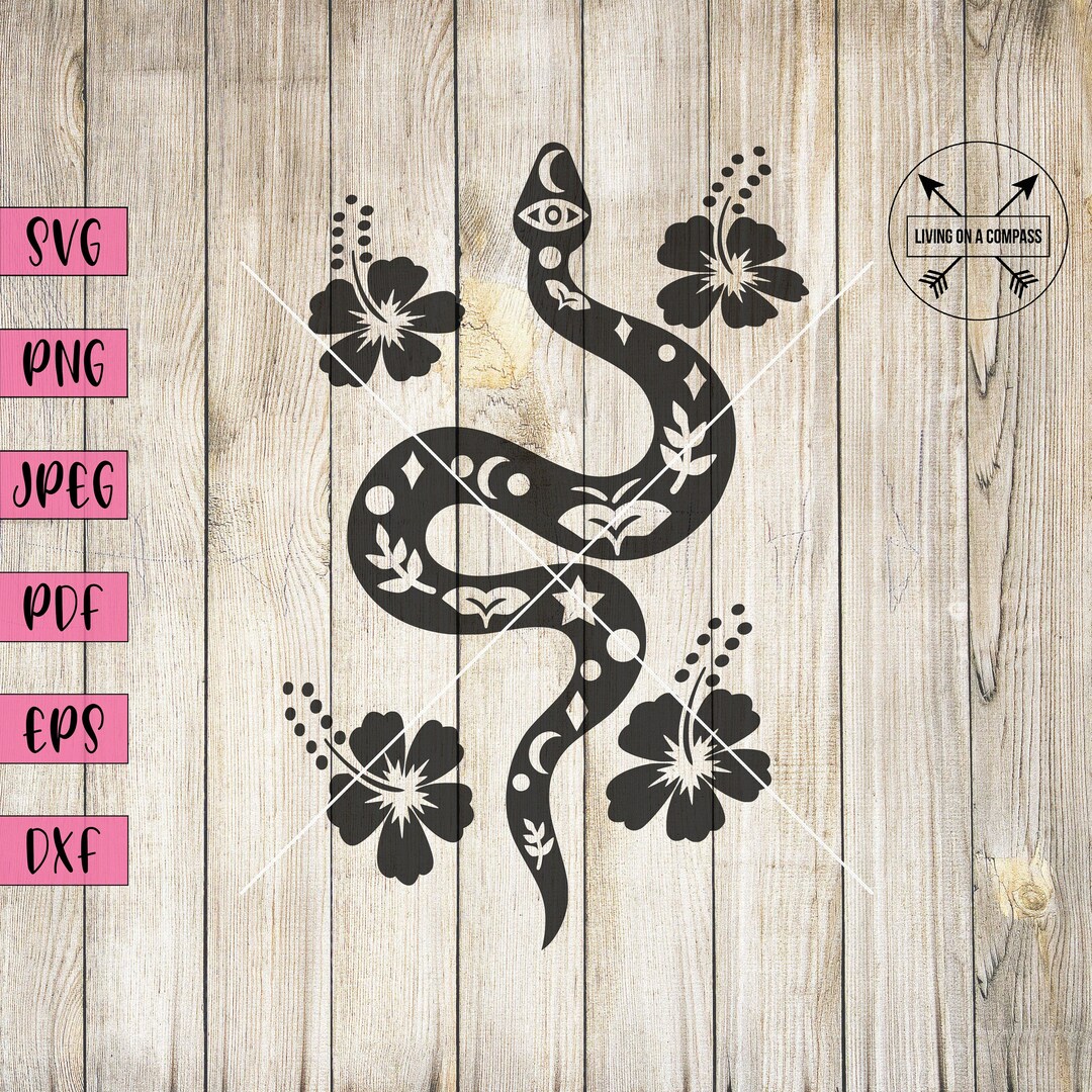 Floral Snake Svg, Snake Png, Snake Clipart, Snake Wall Art, Snake Print ...