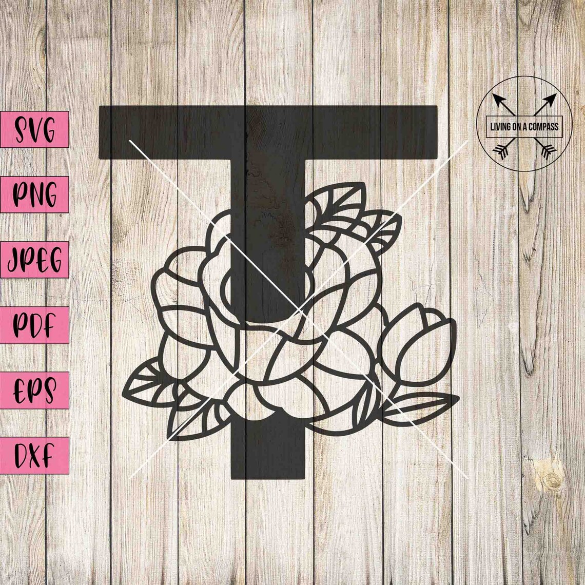 Floral Letter T Svg Letter T Png Letter T Clip Art Floral - Etsy