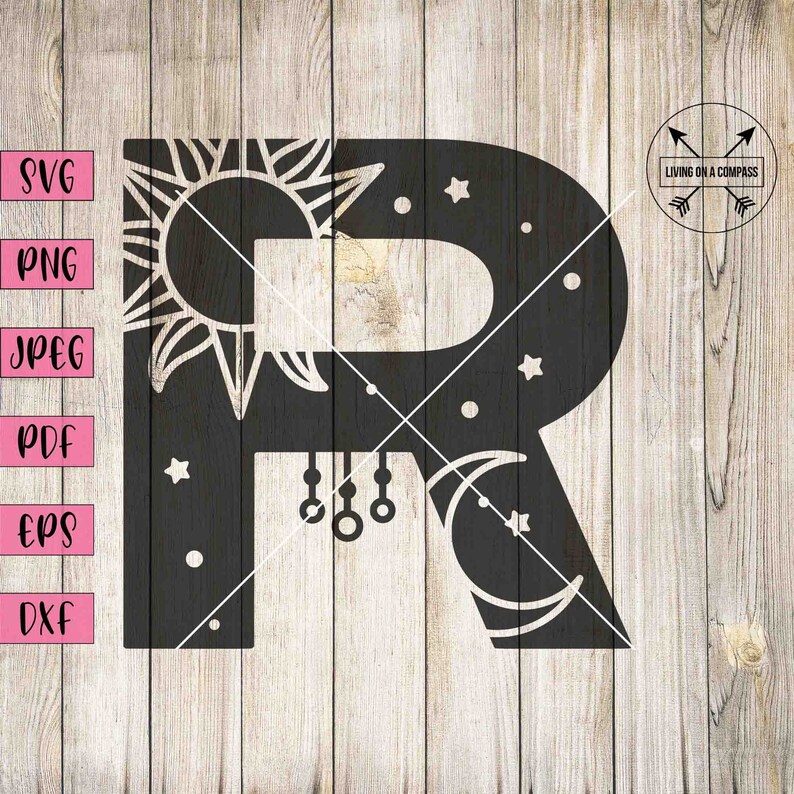 Sun and Moon Letter R Svg, Letter R Clipart, Letter R Png, Letter ...