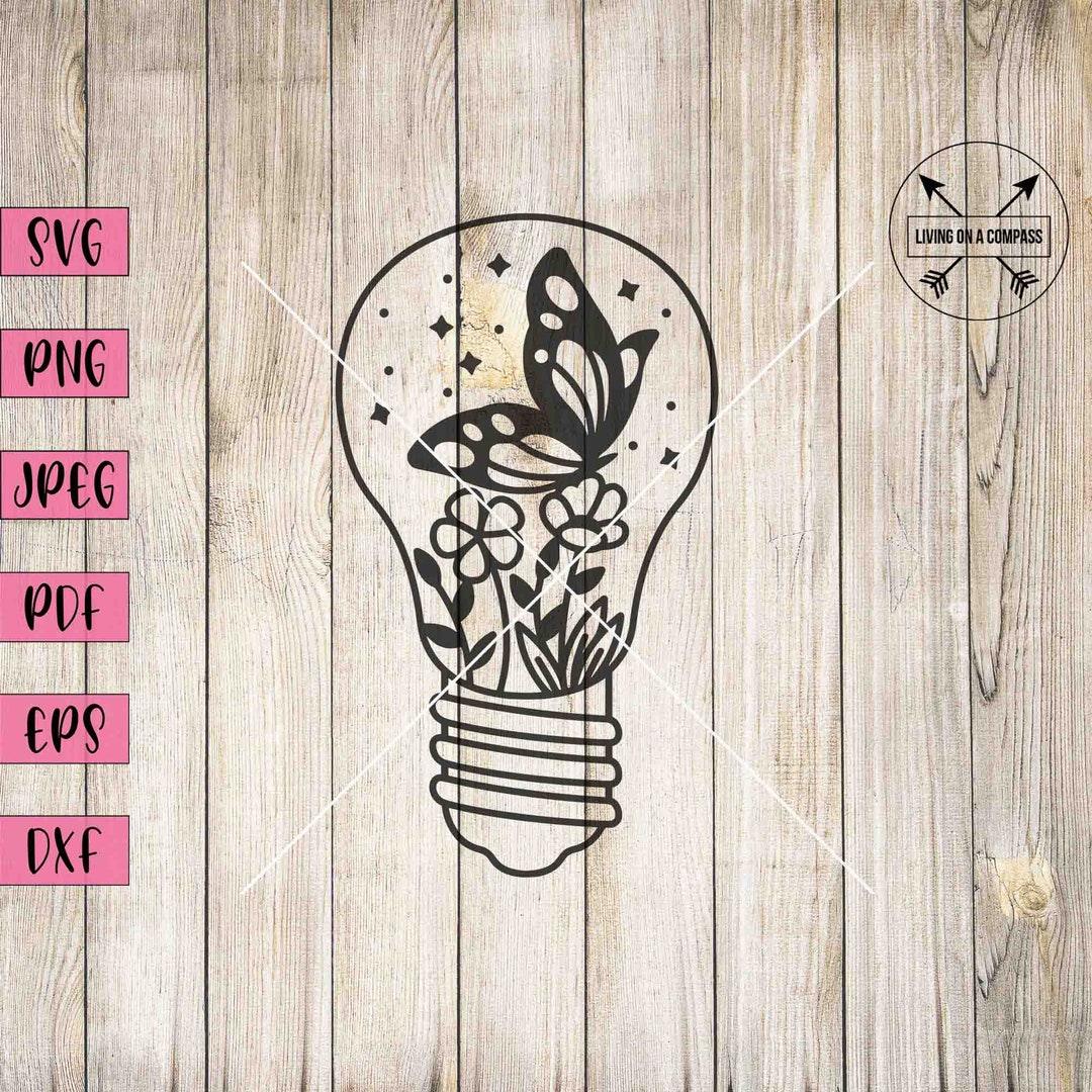 Light Bulb Svg, Light Bulb Png, Butterfly Decal, Butterfly Wall Art ...
