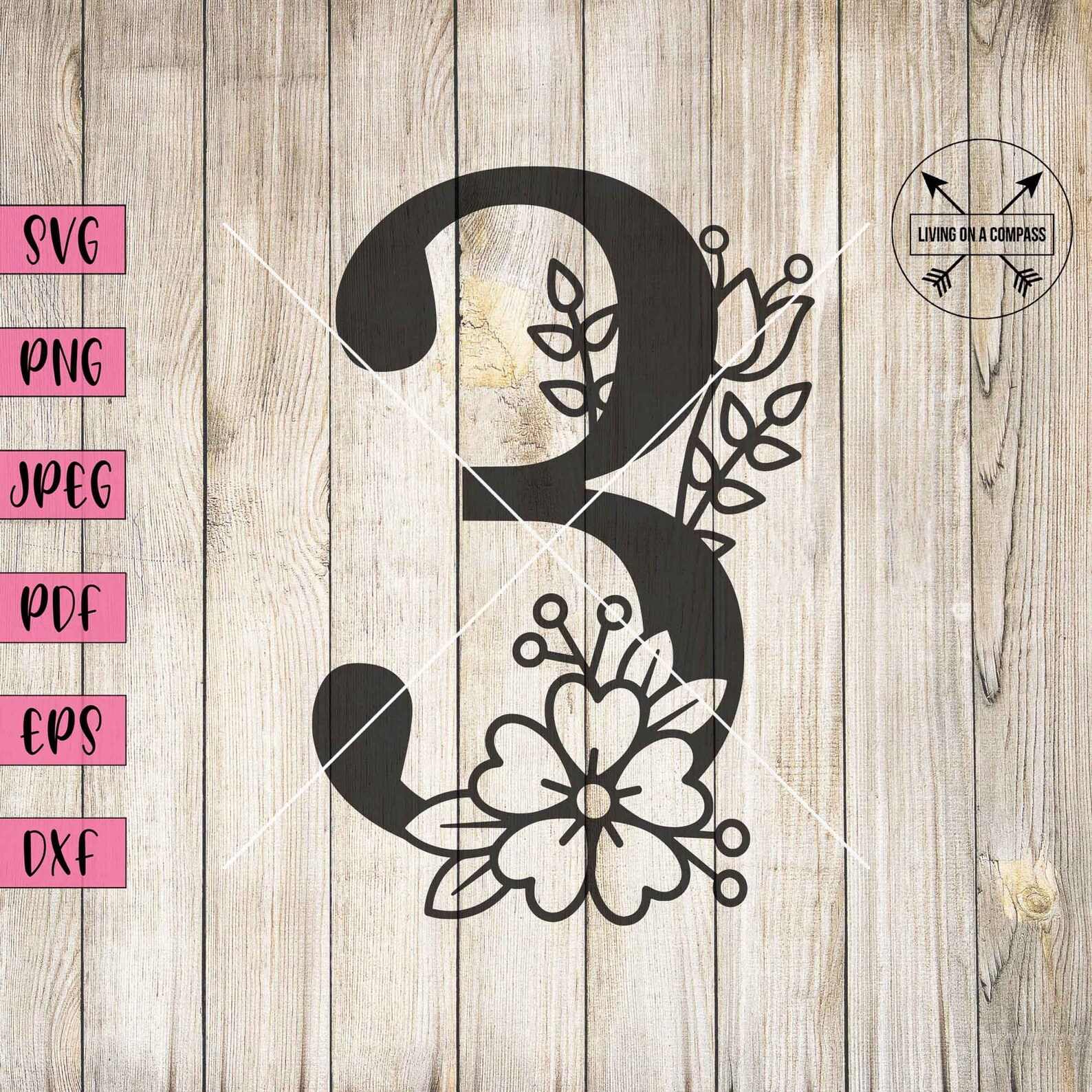 Floral Number 3 Svg Digital Download Table Number Printable - Etsy
