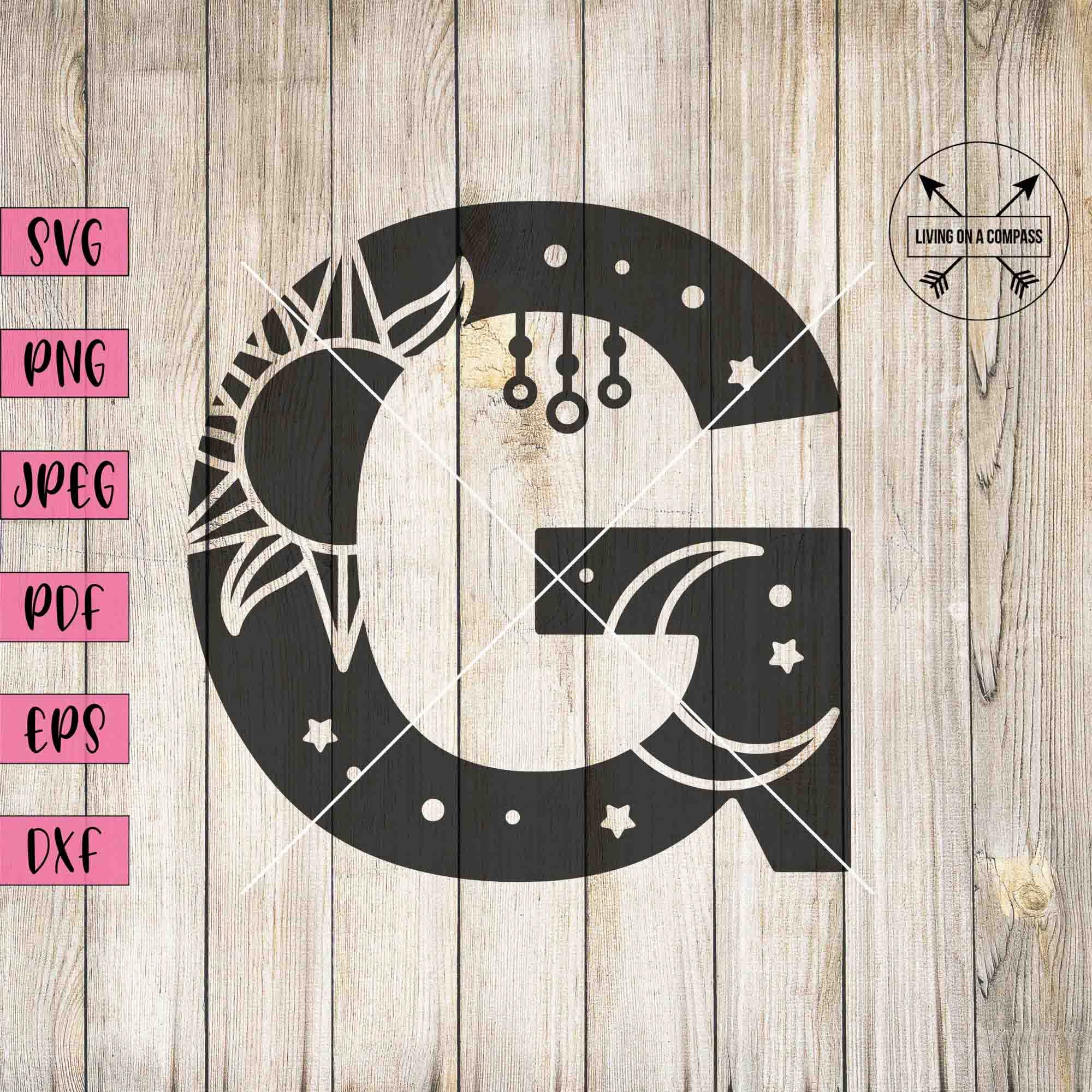 Sun and Moon Letter G Svg, Letter G Printable, Letter G Wall Art ...