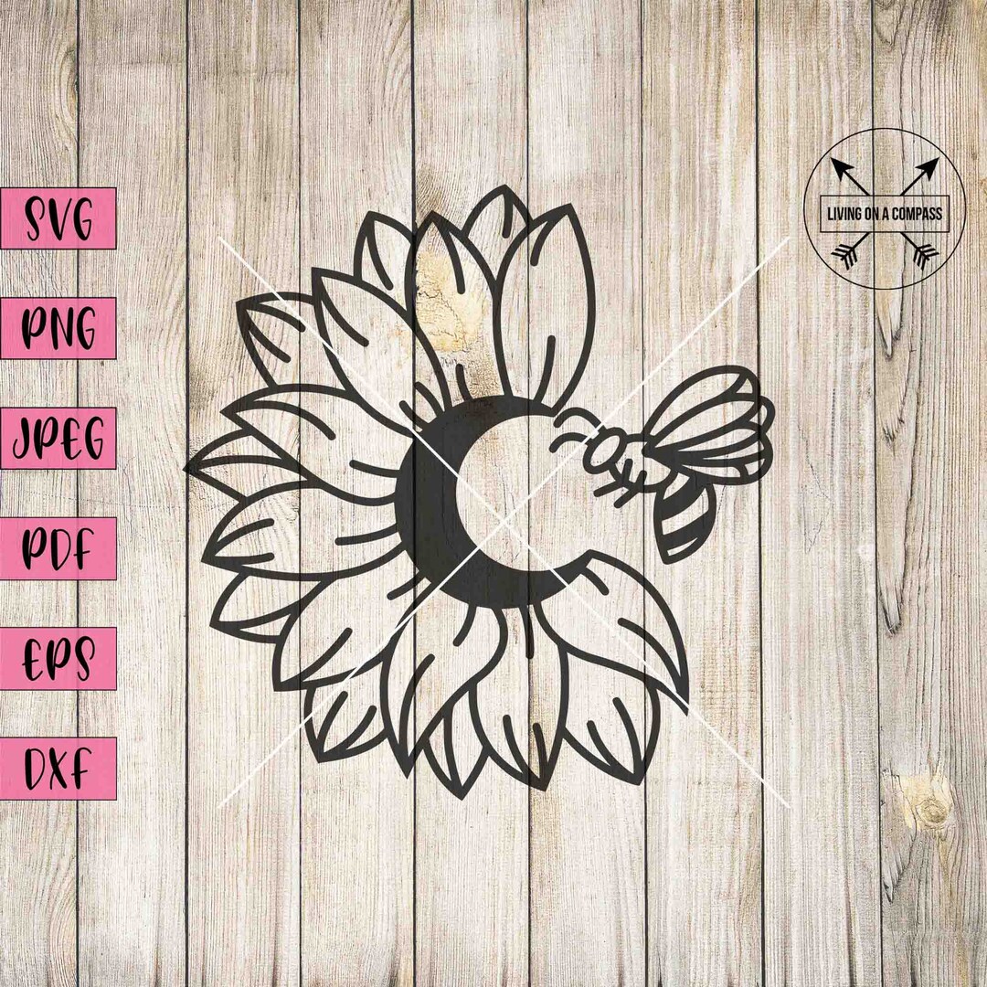 Bee Moon Svg, Floral Bee, Bumble Bee Svg, Insect Svg, Honey Bee Svg ...