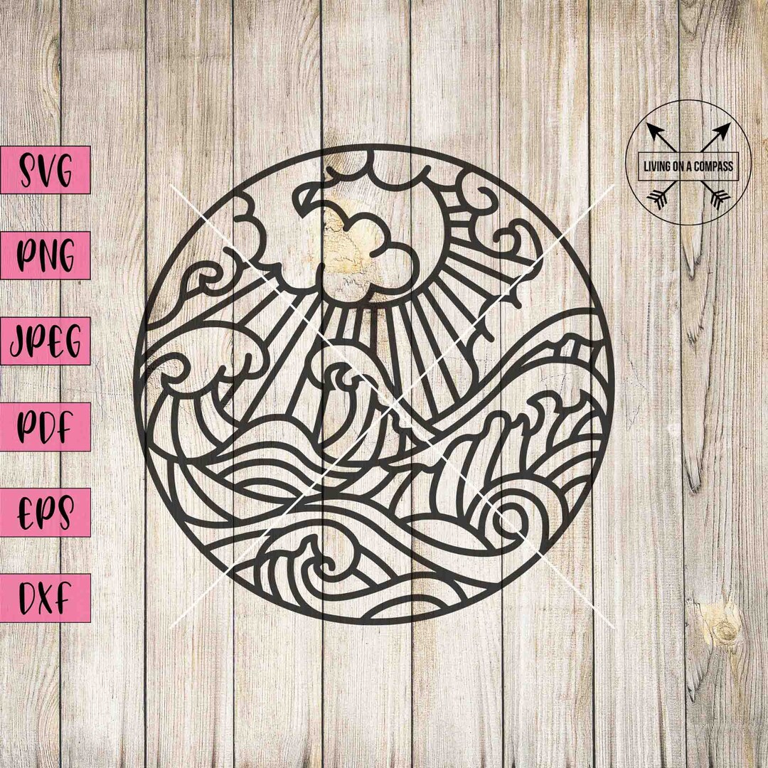 Waves Svg, Waves Clip Art, Ocean Print, Ocean Art, Sun Svg, Sun Clipart ...