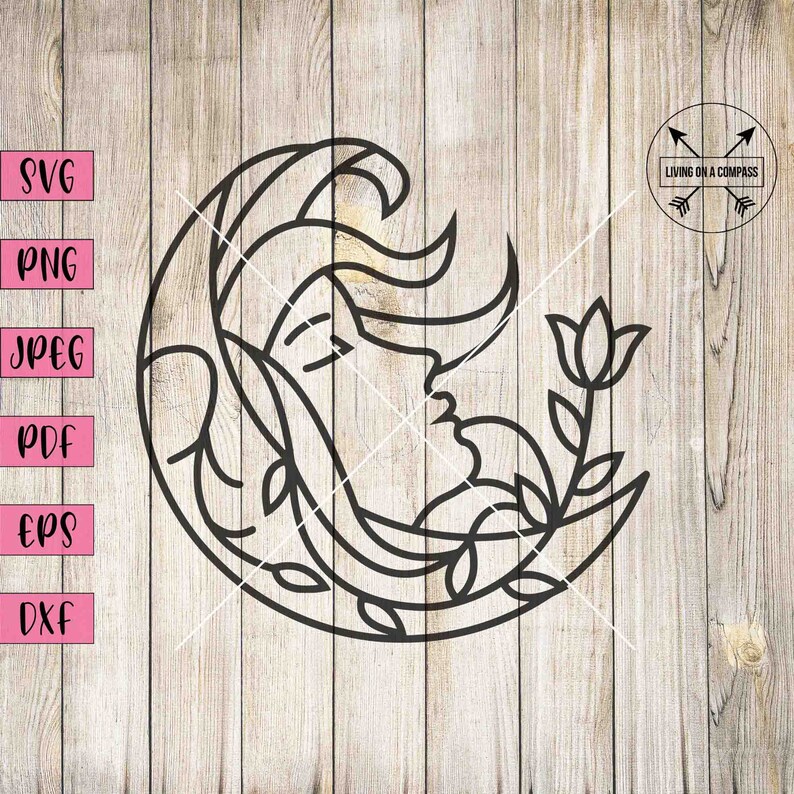 Moon Face Svg, Mother Nature Clipart, Mother Nature Svg, Moon Svg, Moon ...