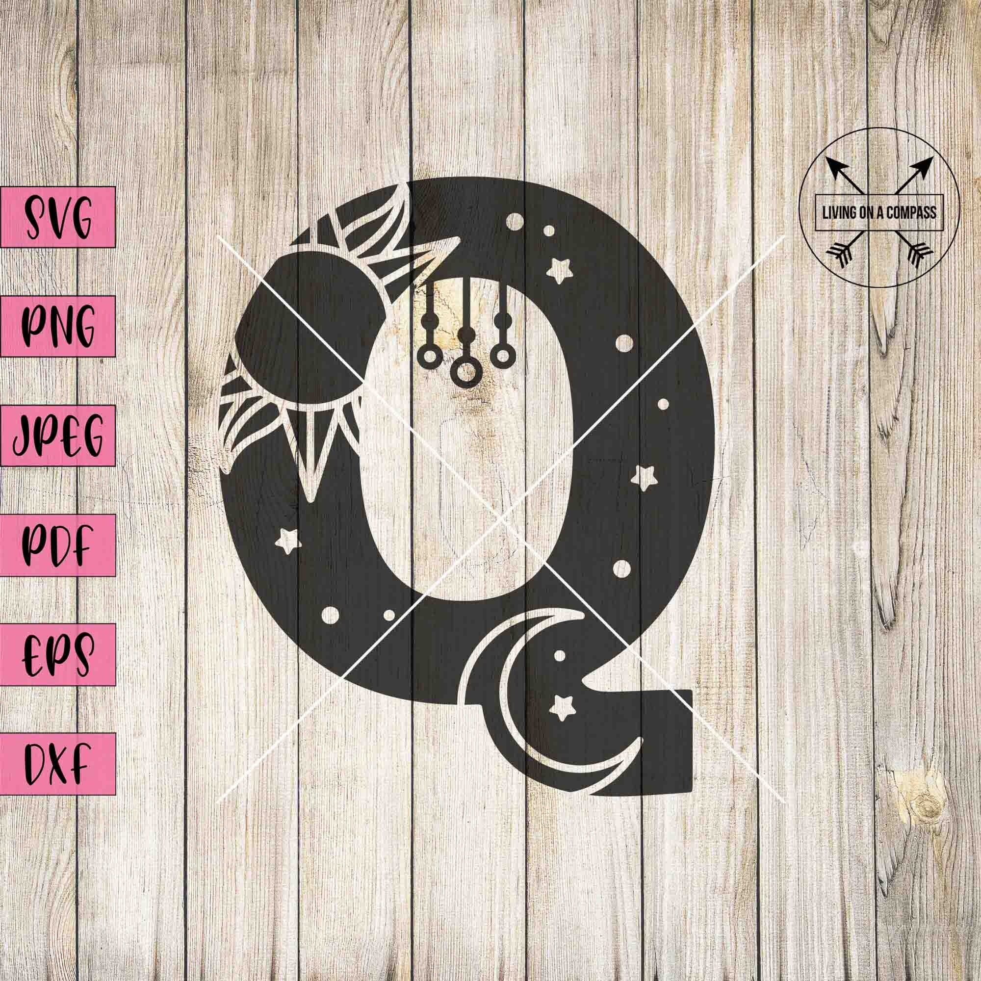 Letter Q Svg, Letter Q Png, Sun and Moon Letters, Letter Stickers ...