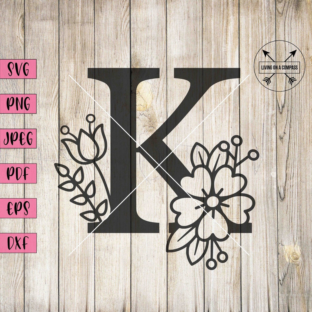 Lettre florale svg, lettre svg, clipart de lalphabet floral, motif de ...