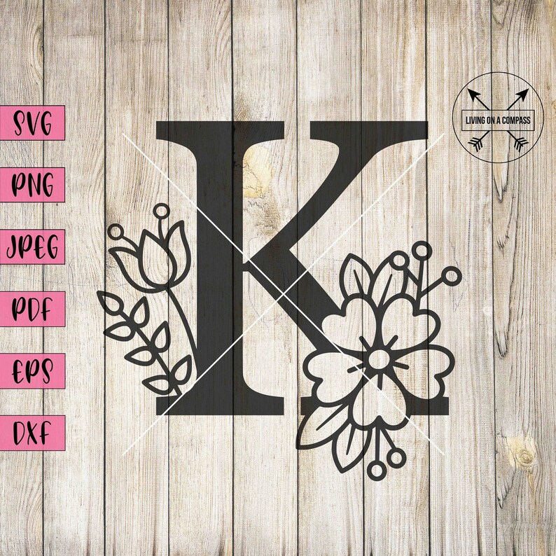 Floral Letter Svg, Letter Svg, Floral Alphabet Clipart, Alphabet Cross ...