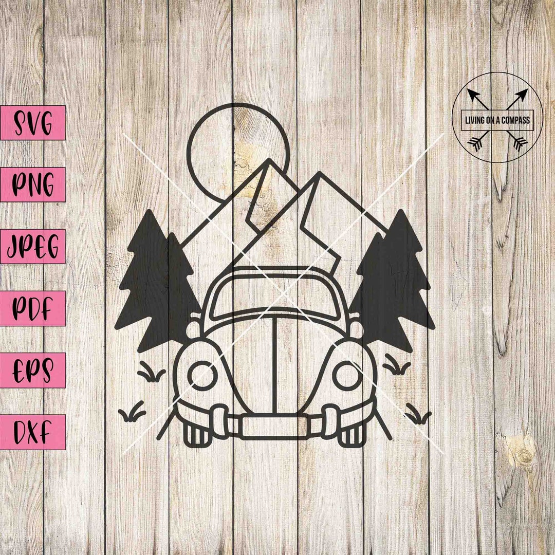 Car Svg, Mountains Decal, Nature Logo, Hippie Car, Hippie Svg, Hippie ...