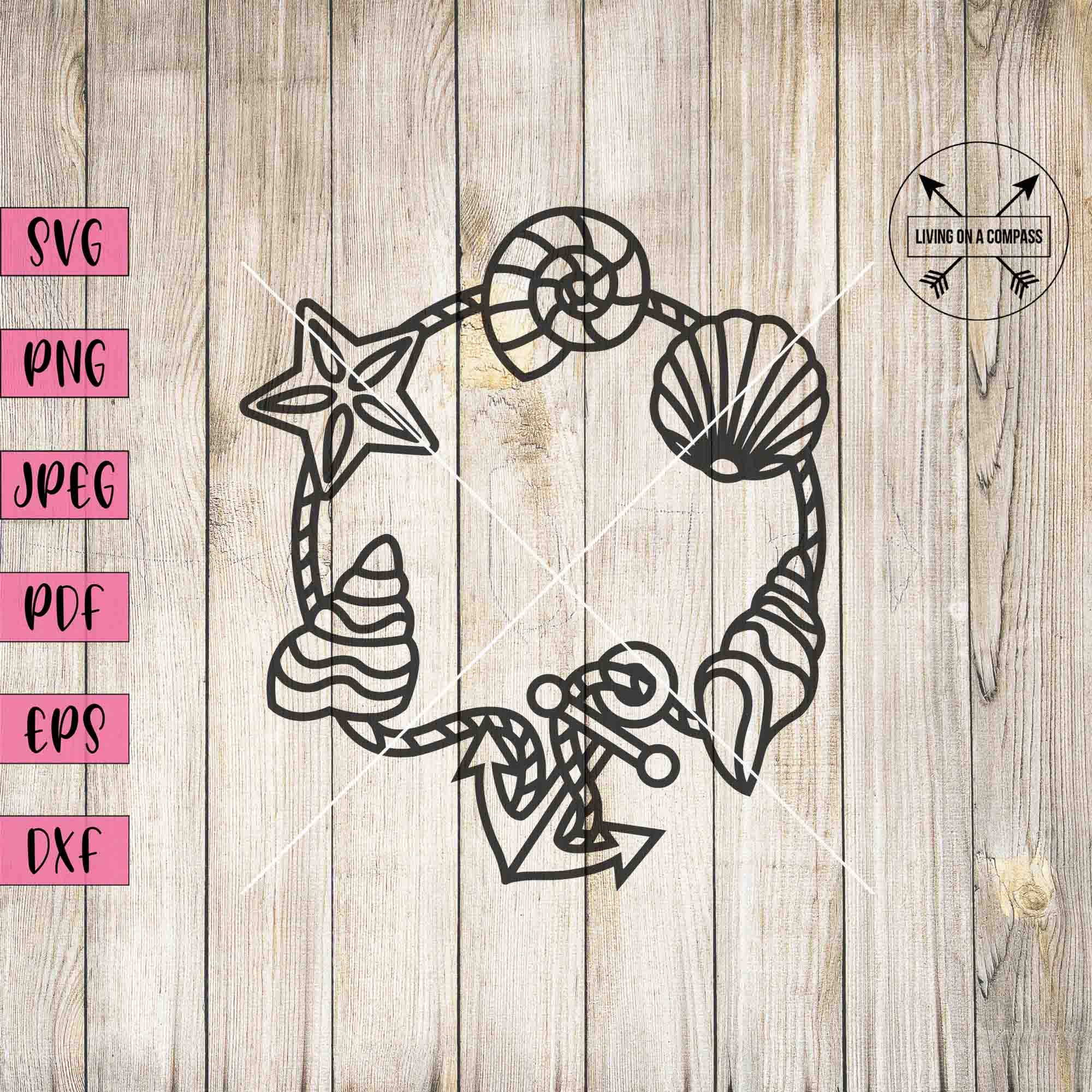 Shell Svg, Seashell Wreath. Seashells Svg, Shell Decal, Shell Print ...