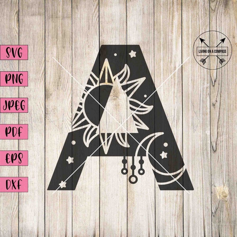 Sol y luna letra a svg, letra a png, letra a clipart, letra grande a ...